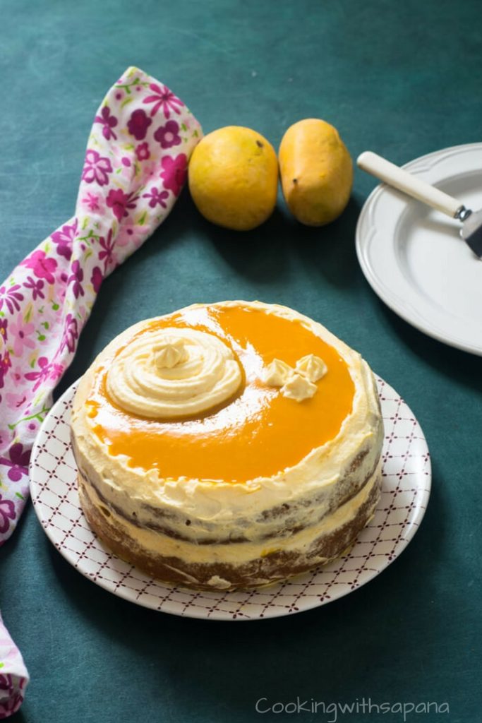 Mango Cake with Cream and Mango Glaze - Cooking With Sapana