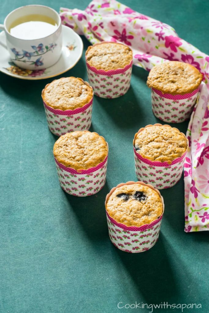 Ragi and Whole Wheat Blueberry Muffins - Cooking With Sapana