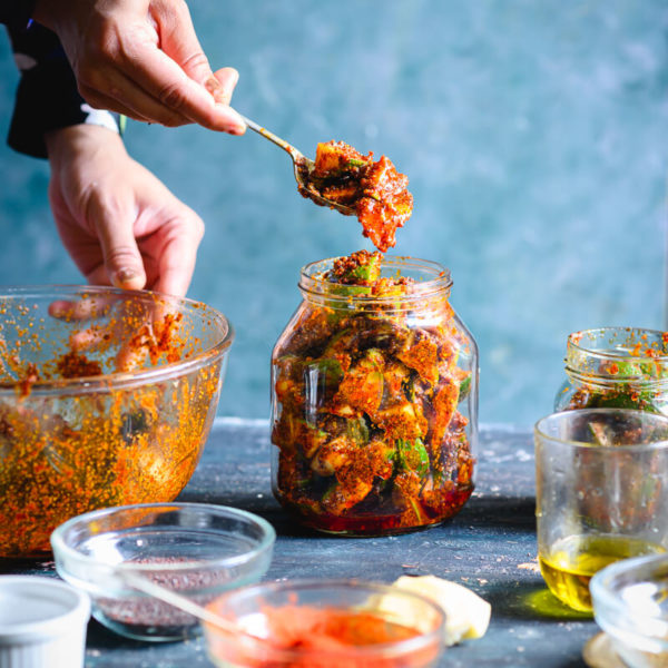 Andhra Style Raw Mango Pickle - Cooking With Sapana